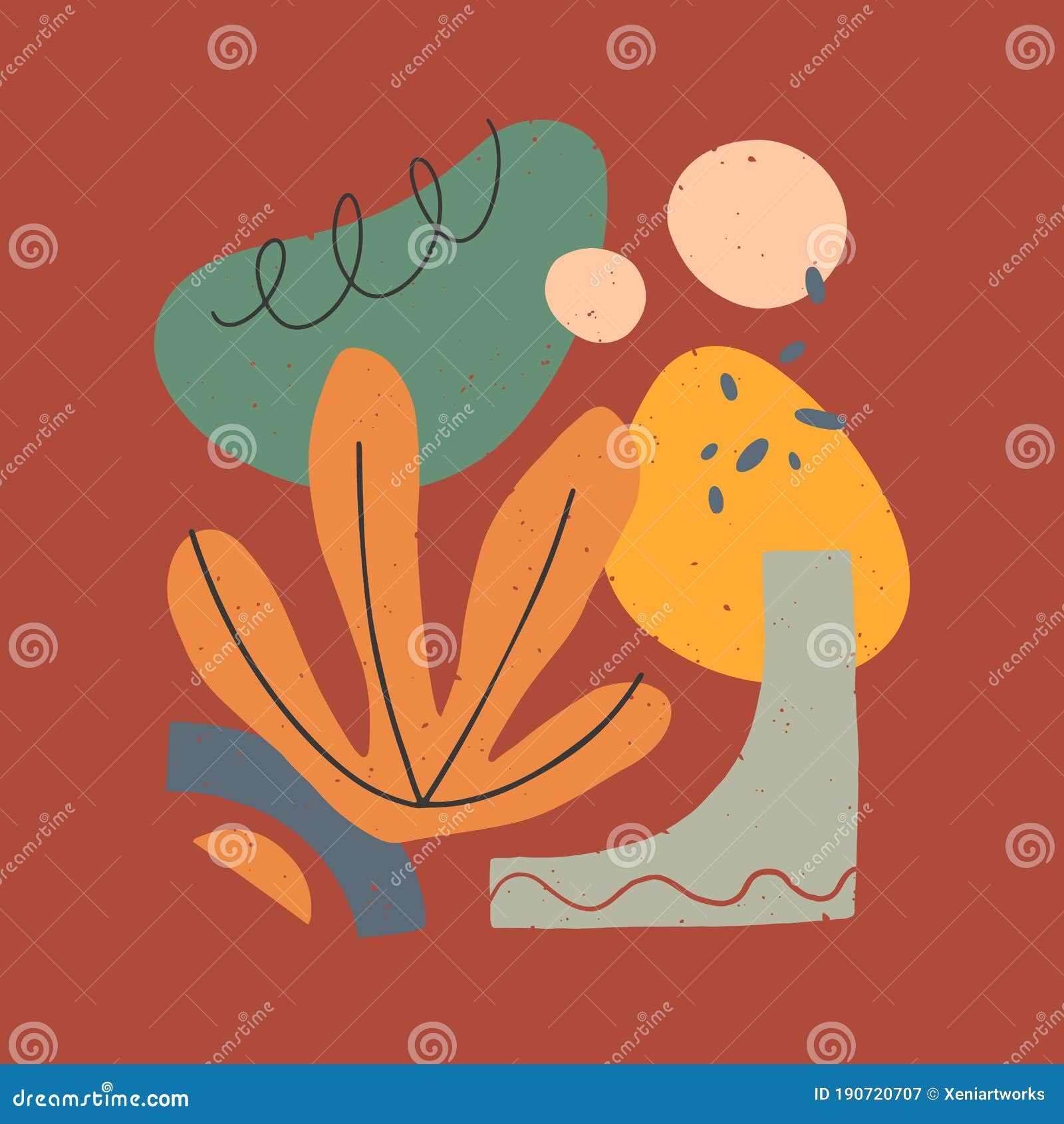 Modern Vector Illustration with Hand Drawn Organic Shapes,textures and ...