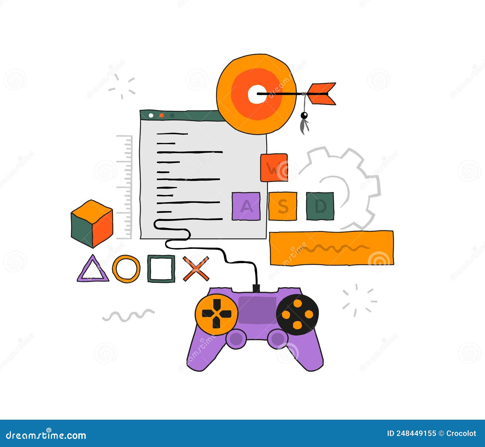 Modern Vector Illustration with Joystick and Game Parameters Control ...