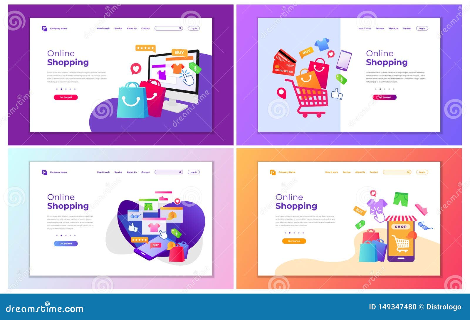 Modern Vector Illustration of Online Shopping and Shopping Store ...
