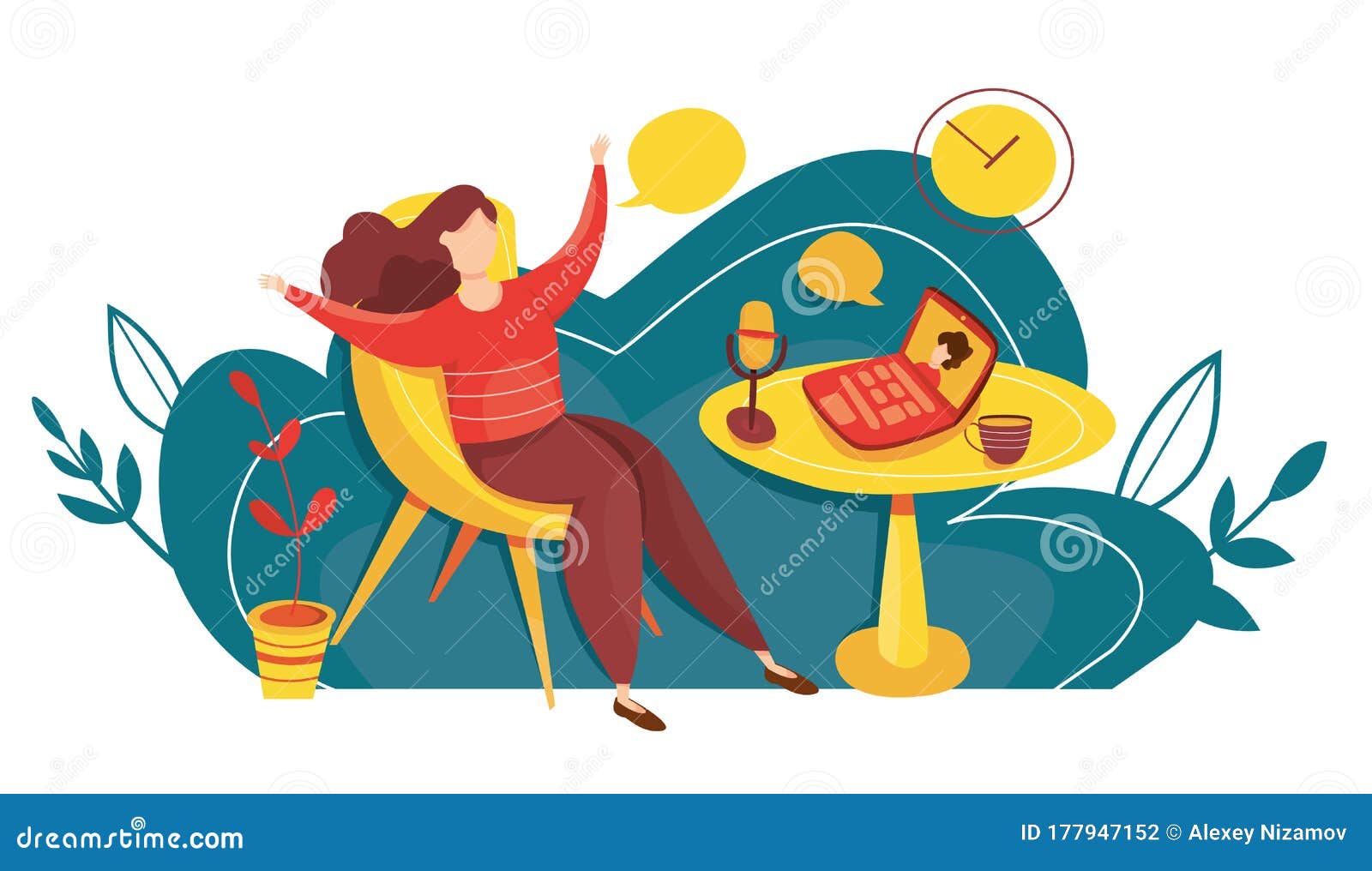 Modern Vector Illustration of Podcasting. Live Streaming. Podcast ...