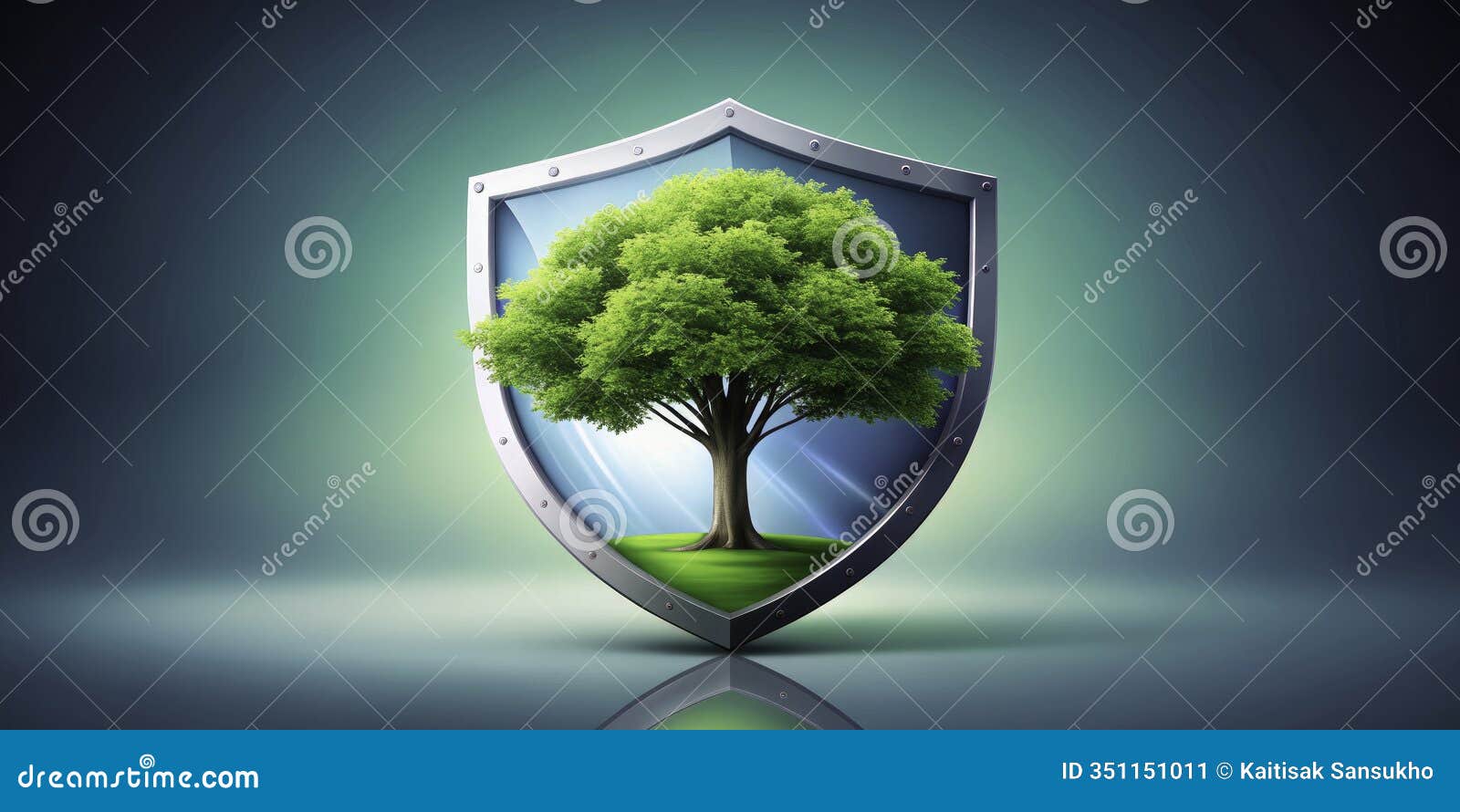Modern Vector Illustration of a Tree and Shield a Powerful Symbol for ...
