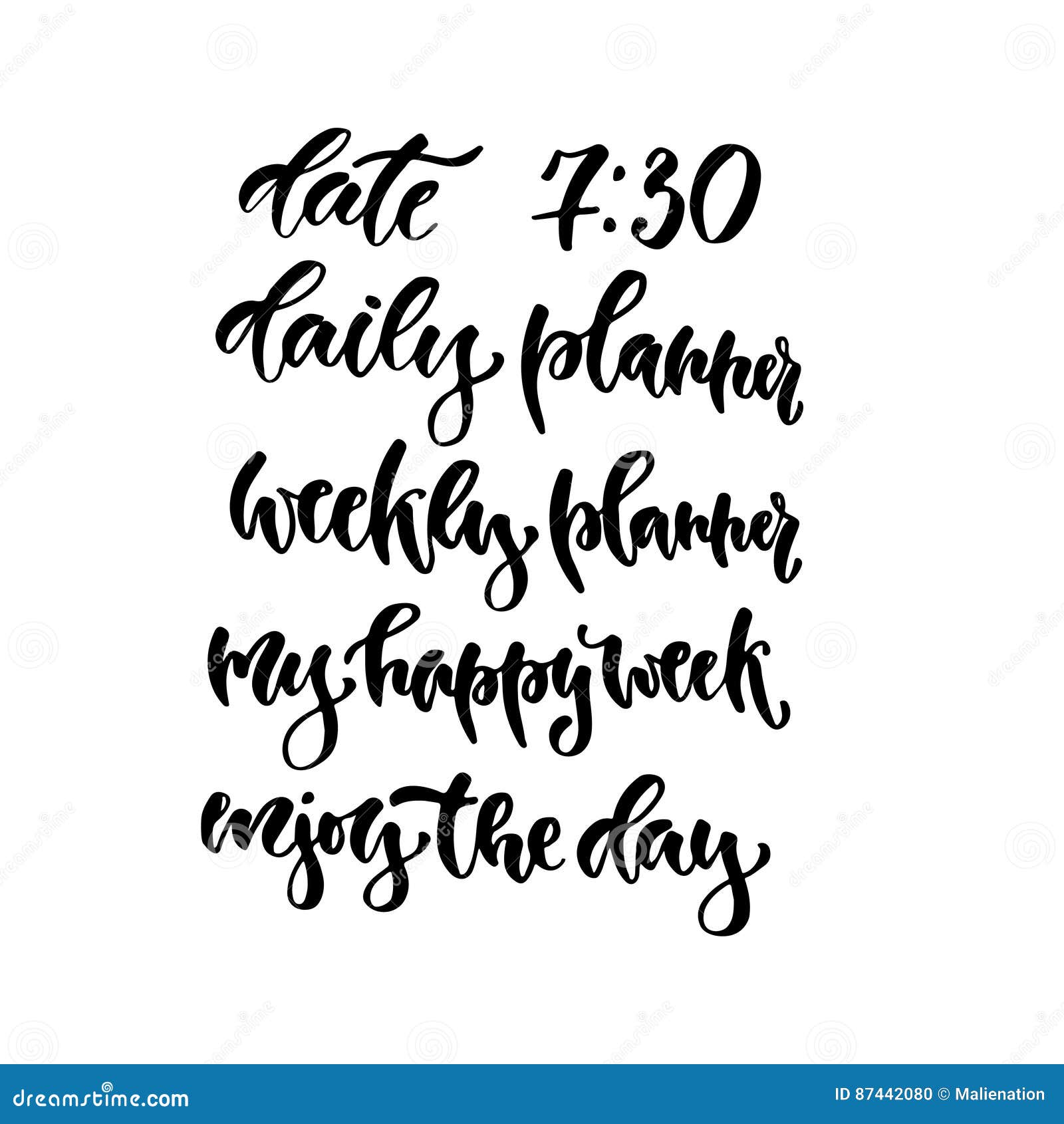 Modern Vector Lettering Set. Calligraphy Phrase for Planners Stock ...