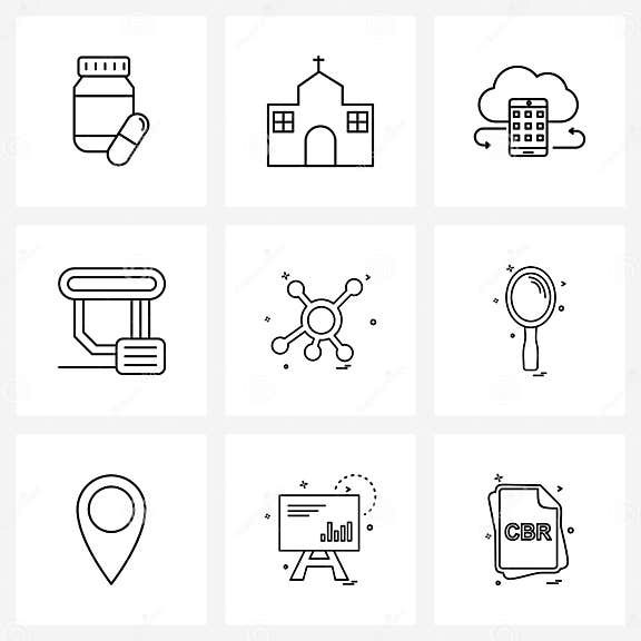 Modern Vector Line Illustration of 9 Simple Line Icons of Bonding, Tech ...