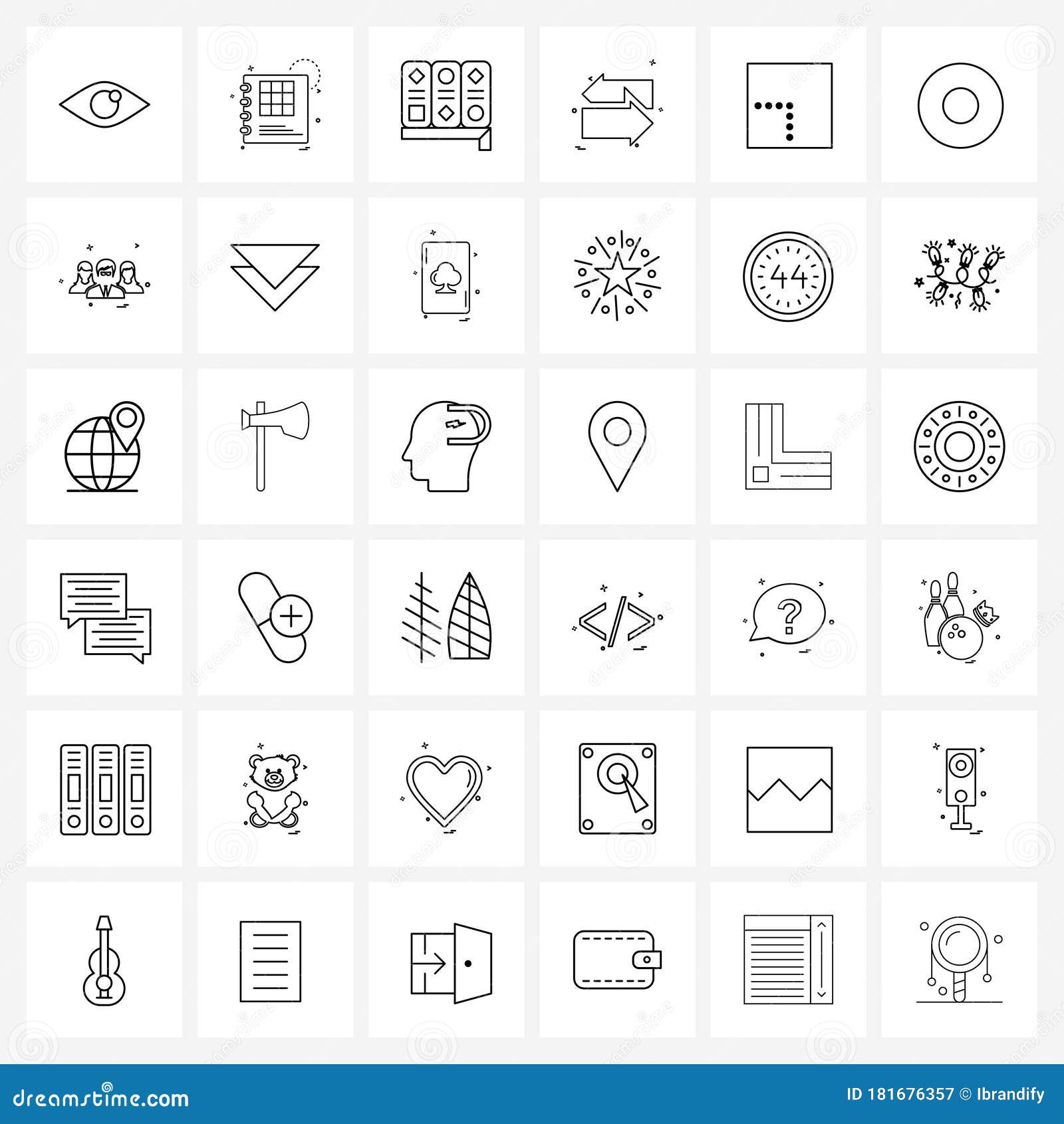 Modern Vector Line Illustration of 36 Simple Line Icons of Intersect ...