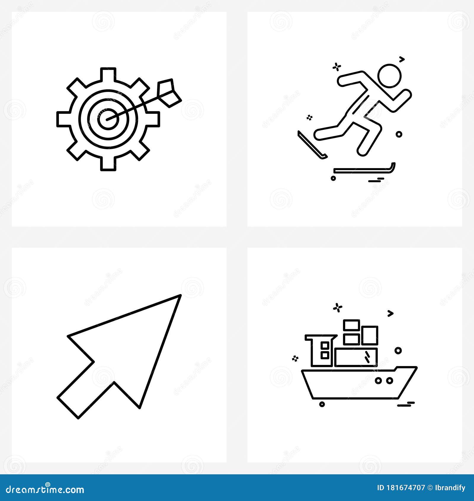 Modern Vector Line Illustration of 4 Simple Line Icons of Setting ...
