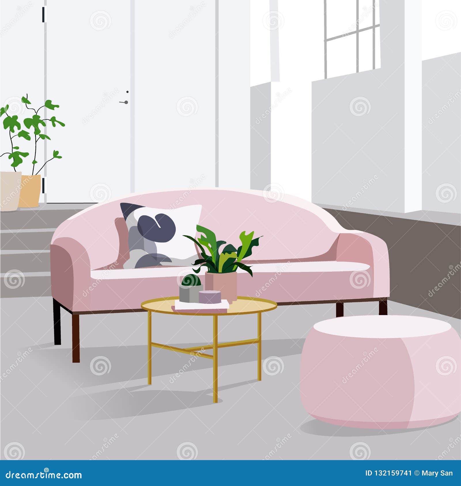Modern Vector Living Room Interior Design. Apartment Illustration ...