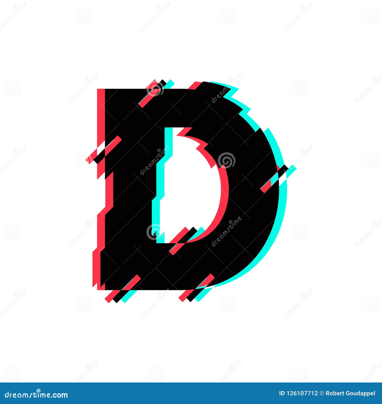 Vector Logo Letter D Glitch Distortion Diagonal Stock Vector ...