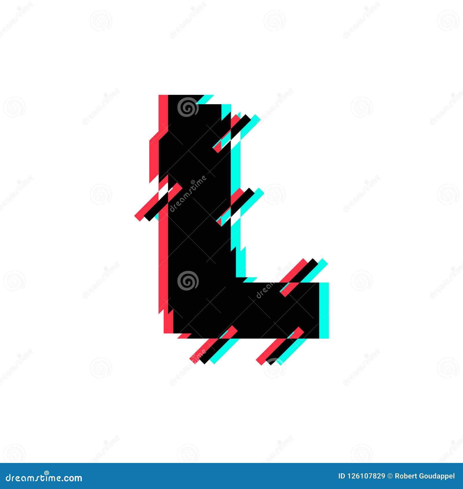 Vector Logo Letter L Glitch Distortion Diagonal Stock Vector ...