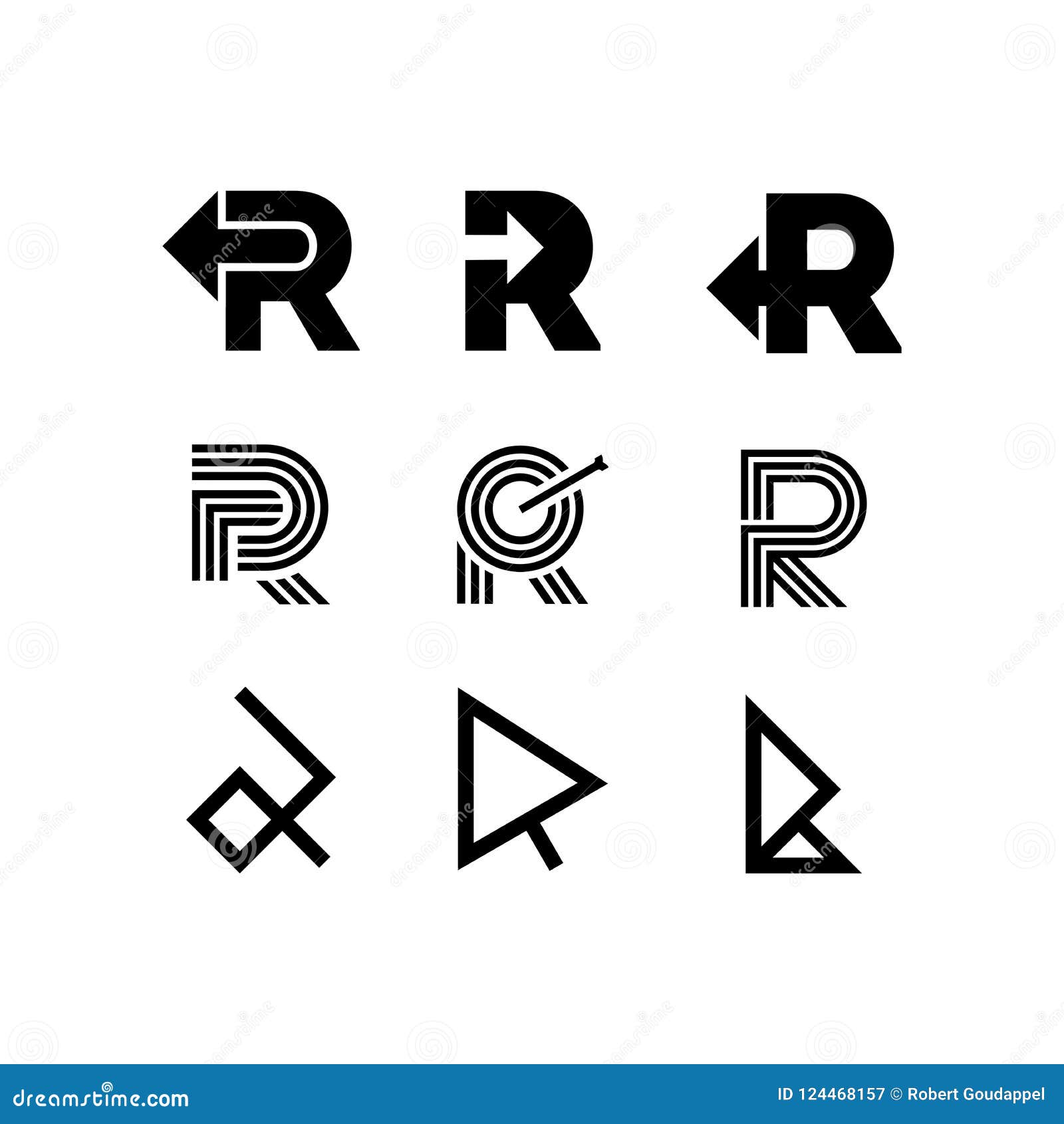 Vector Logo Letter R Arrow stock vector. Illustration of sign - 124468157