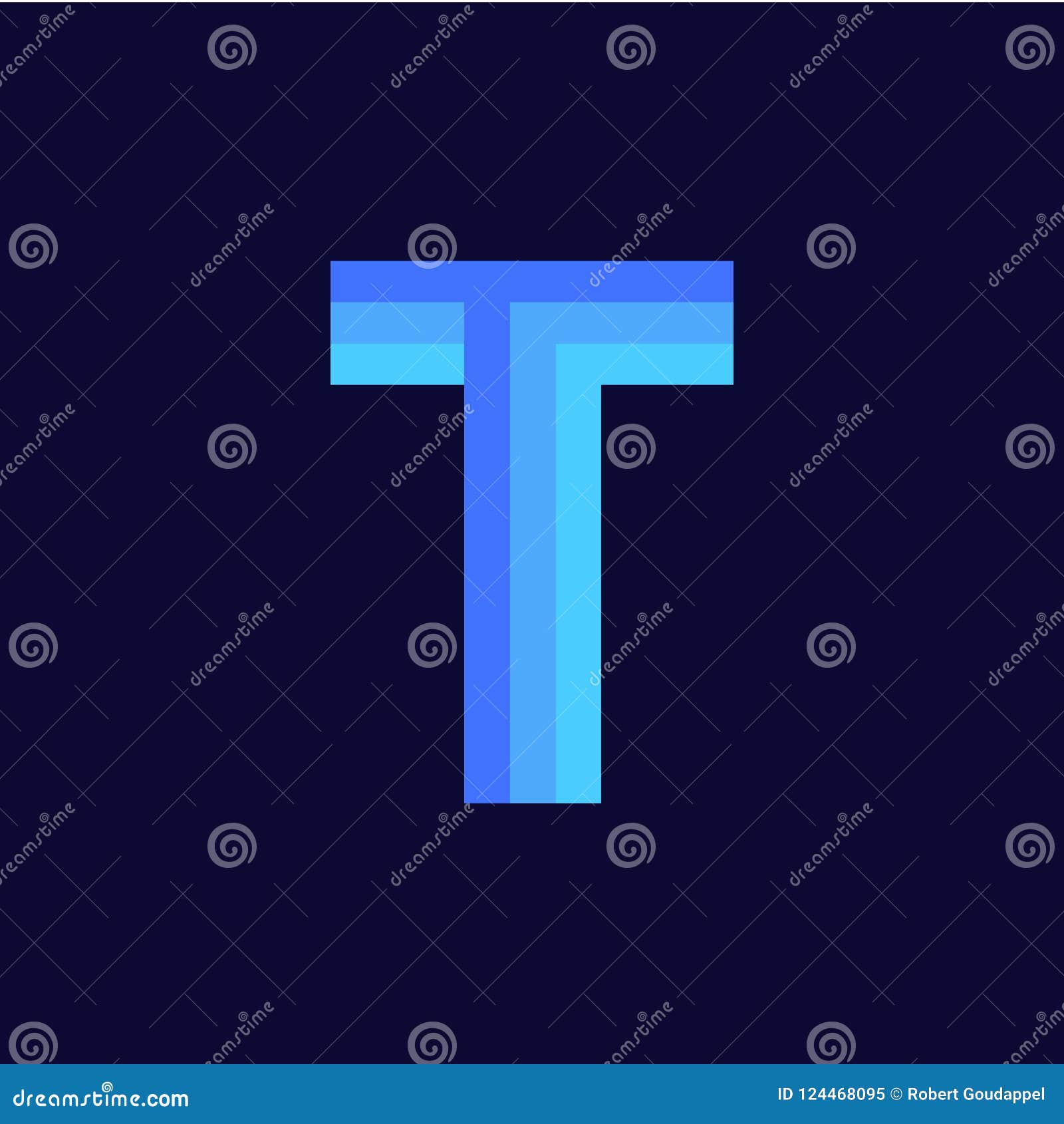 Vector Logo Letter T Blue Glowing Stock Vector - Illustration of clean ...