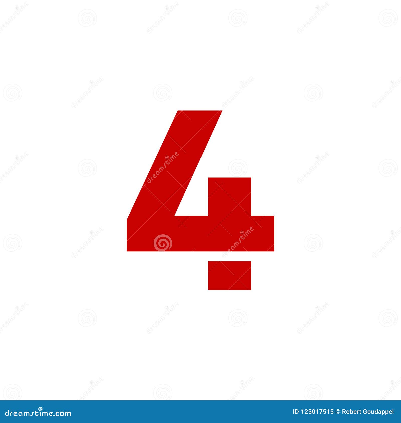 Vector Logo Number 4 Red stock vector. Illustration of clean - 125017515