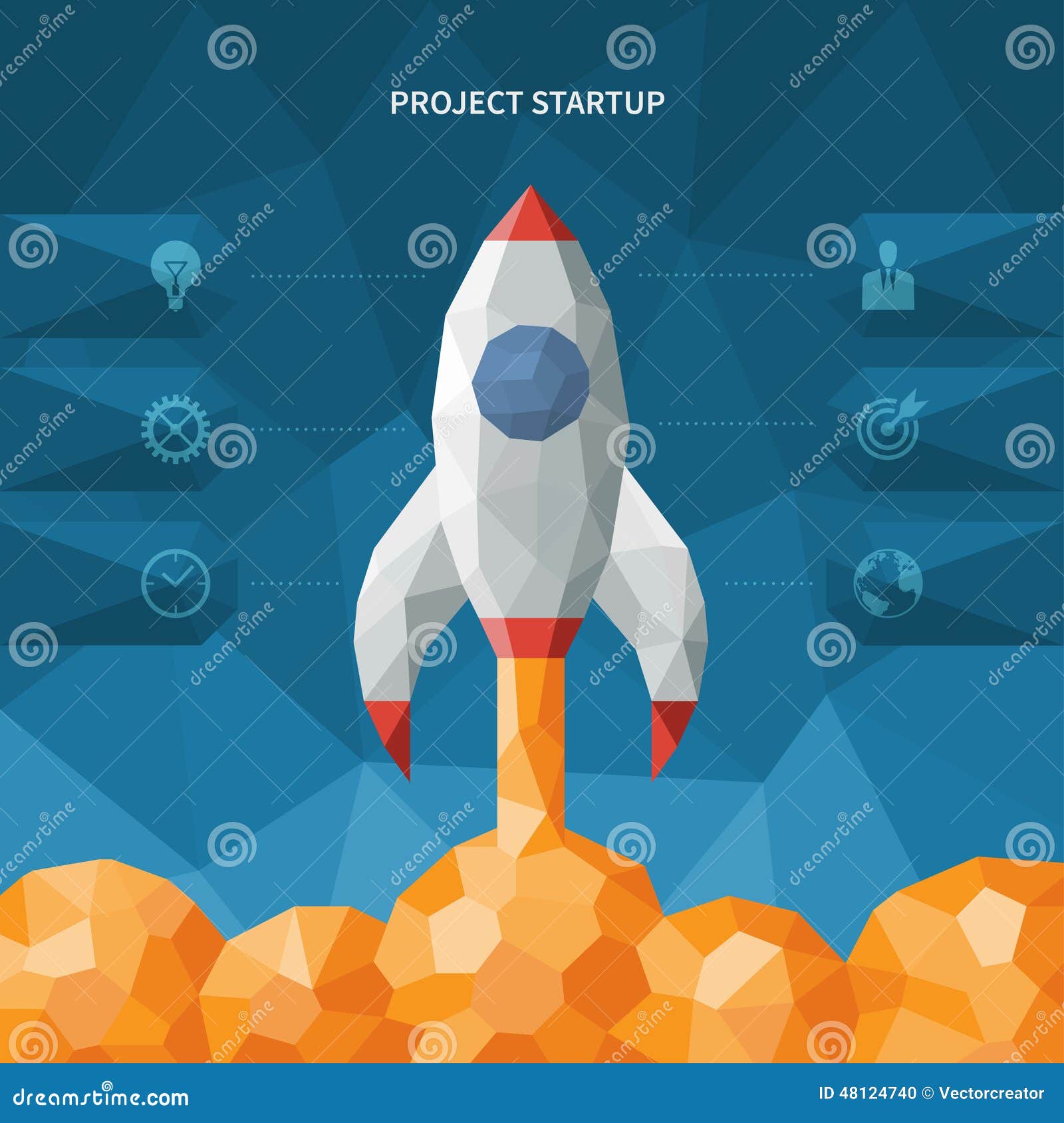 Modern Vector Polygon Style Startup Concept Stock Vector - Illustration ...