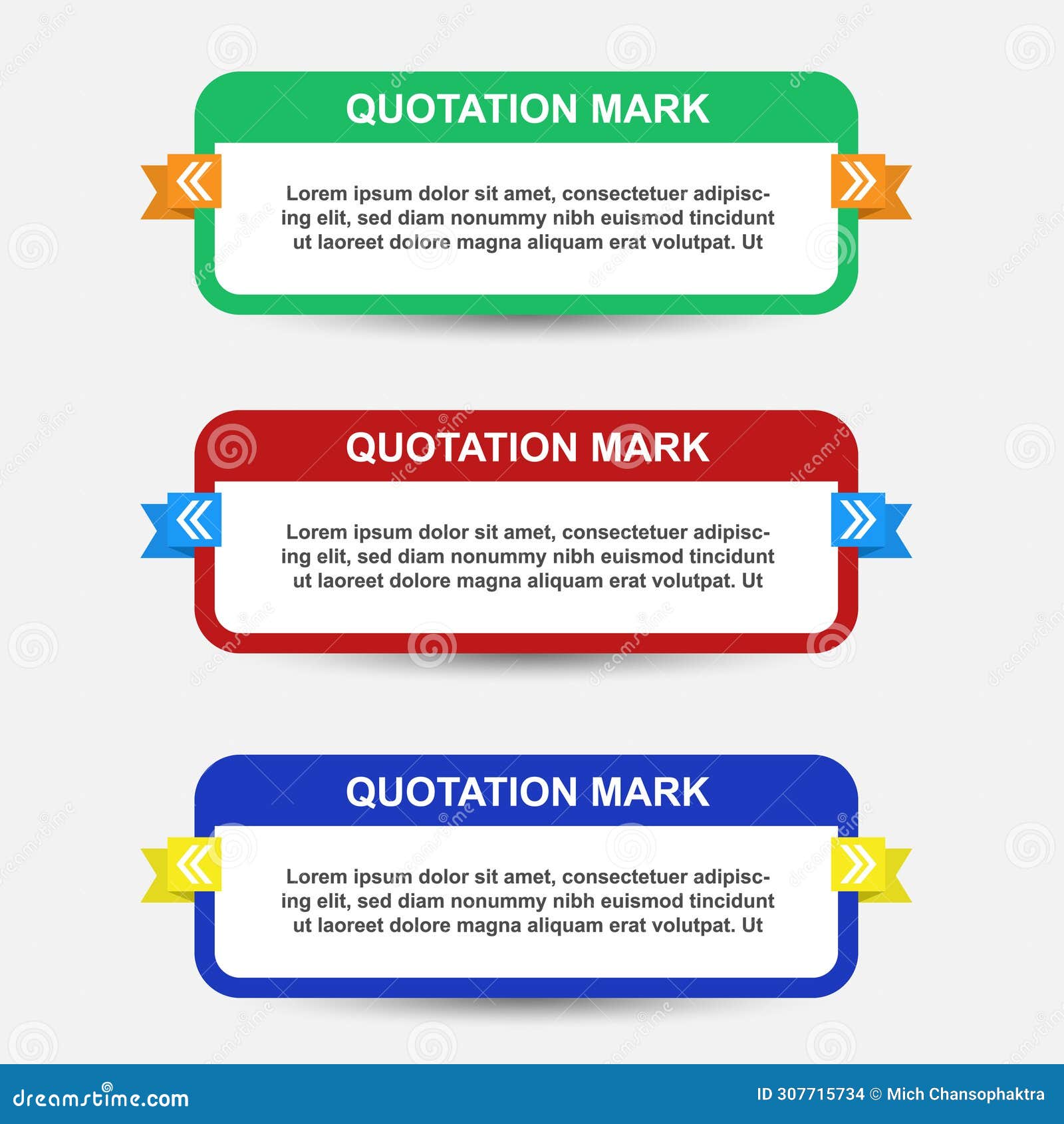 Modern Vector Quotation Marks? Mix Color Art Design with Square Shape ...