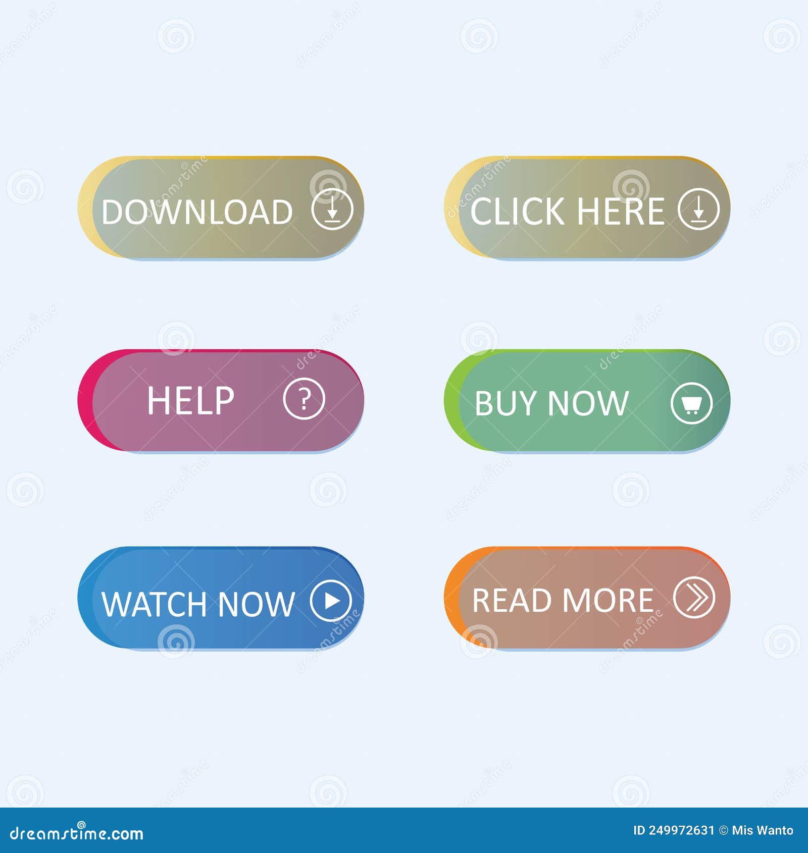 Modern Vector Set of Trendy Flat Buttons. Icons for Web Design and ...