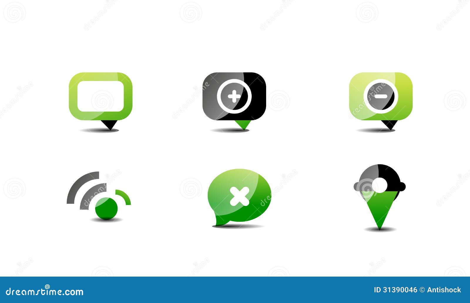 Modern Vector Web Green & Black Icon Set Stock Vector - Illustration of ...
