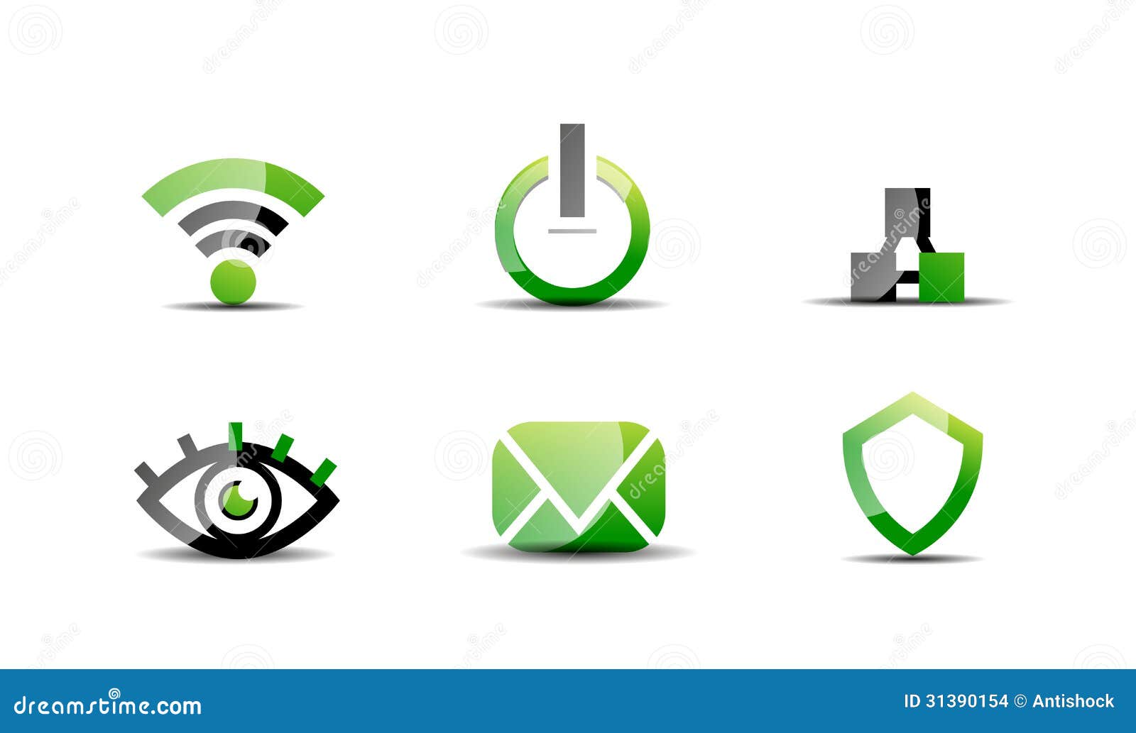 Modern Vector Web Green & Black Icon Set Stock Vector - Illustration of ...