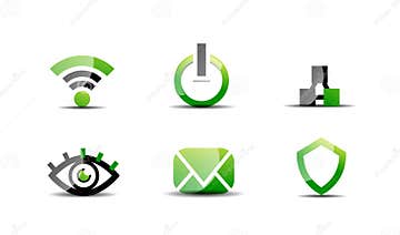 Modern Vector Web Green & Black Icon Set Stock Vector - Illustration of ...