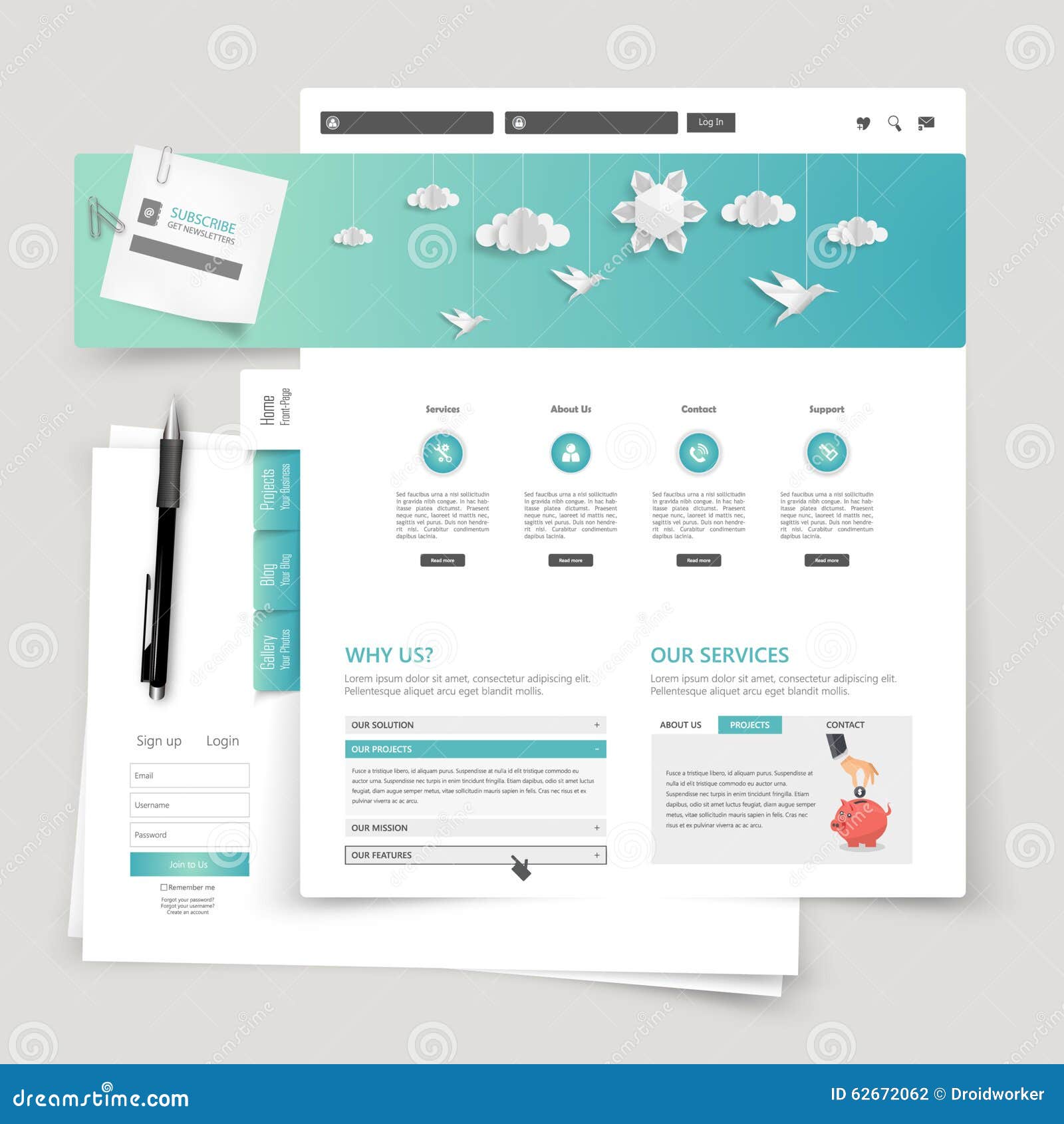 Modern Vector Website Template Design Stock Illustration - Illustration ...