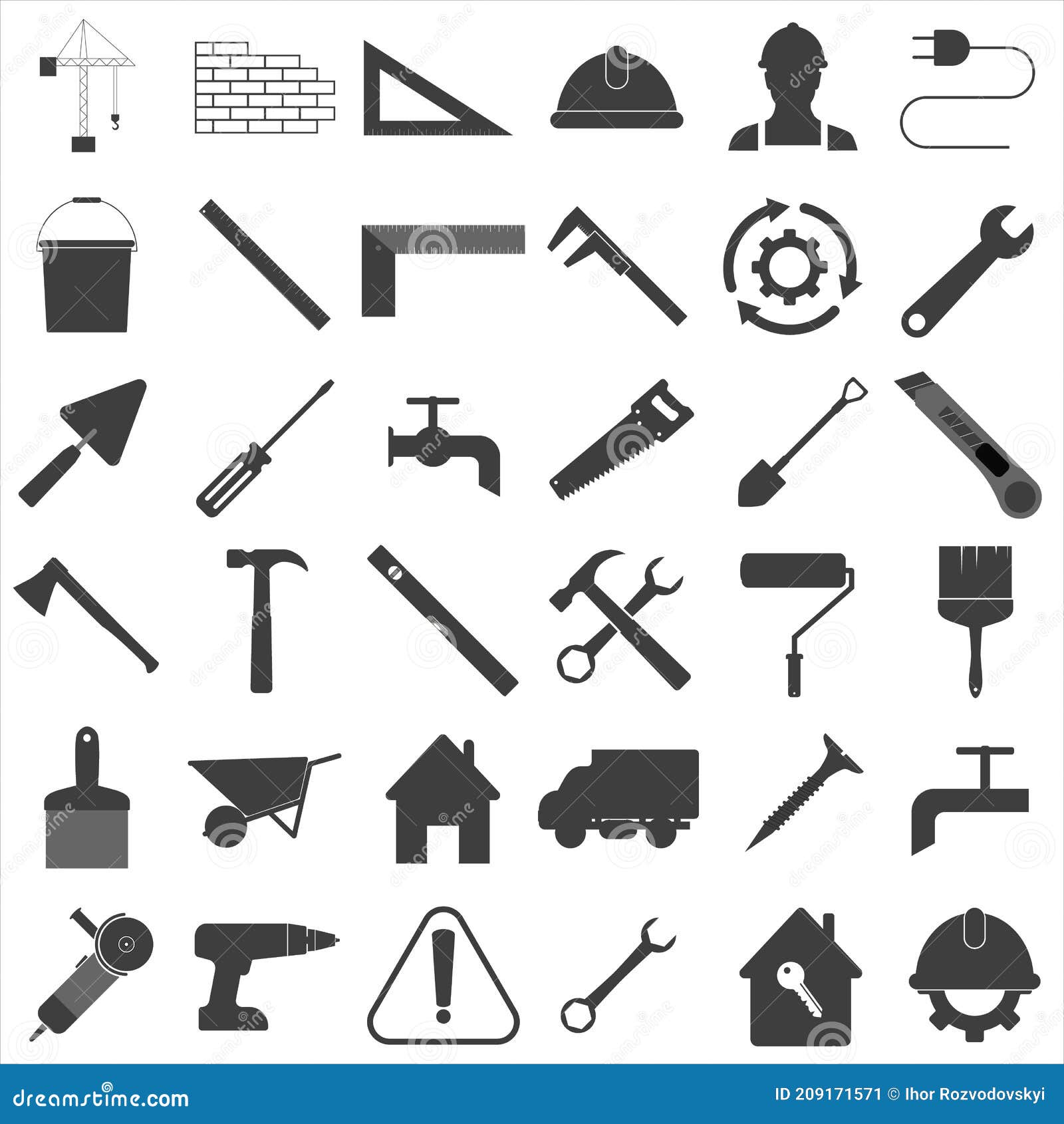 Modern Vector Worker Tools Icons on White Isolate Stock Vector ...