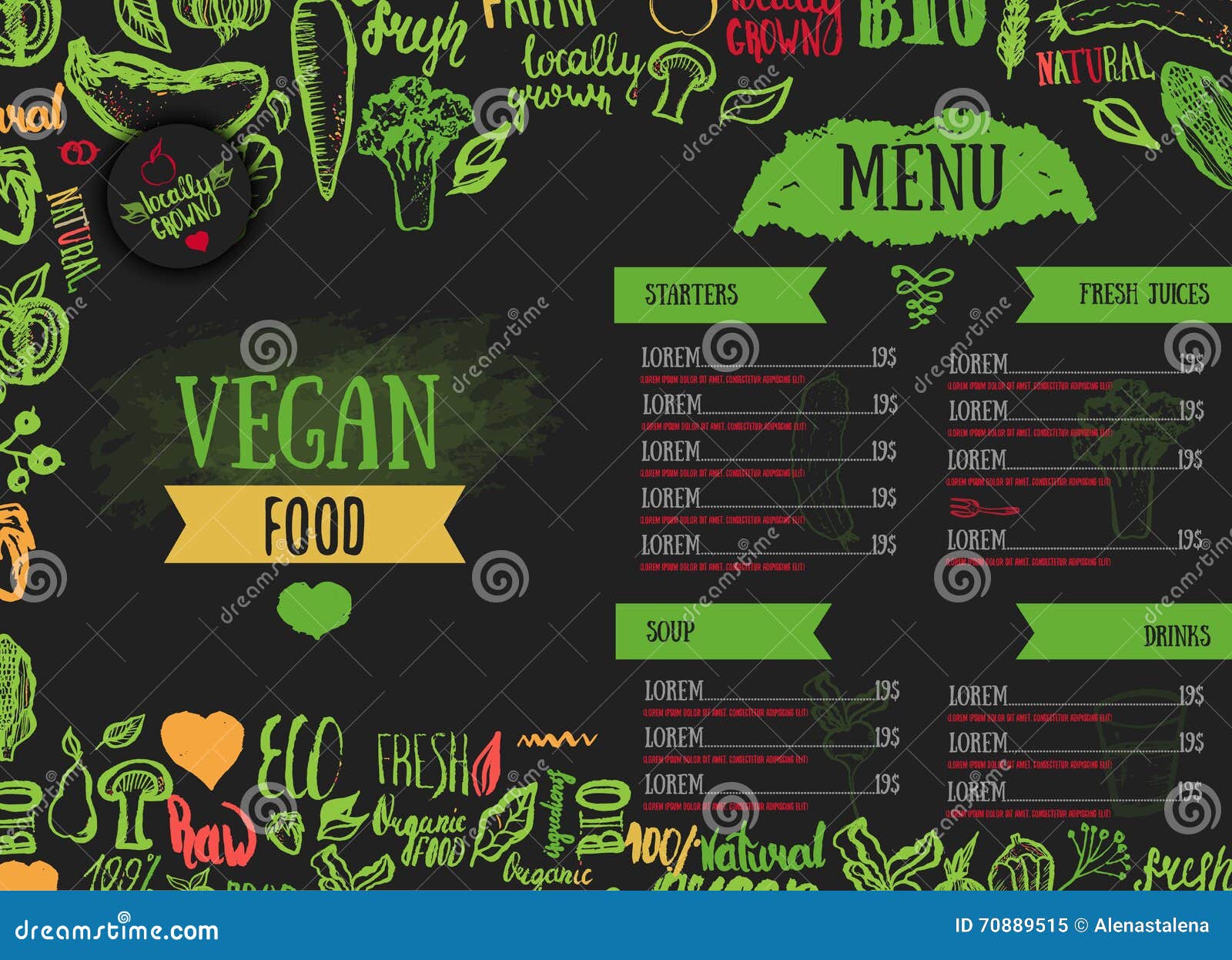 Modern Vegetarian Food Menu Design. Stock Vector - Illustration of ...