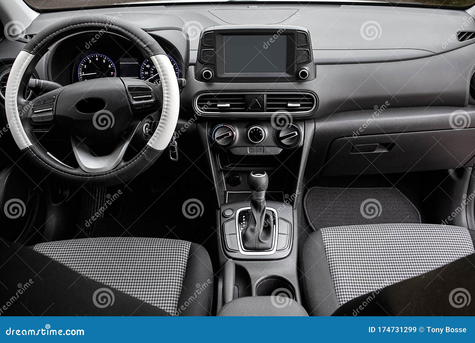 Car, Vehicle Interior with Navigation Display Unit Stock Image - Image ...