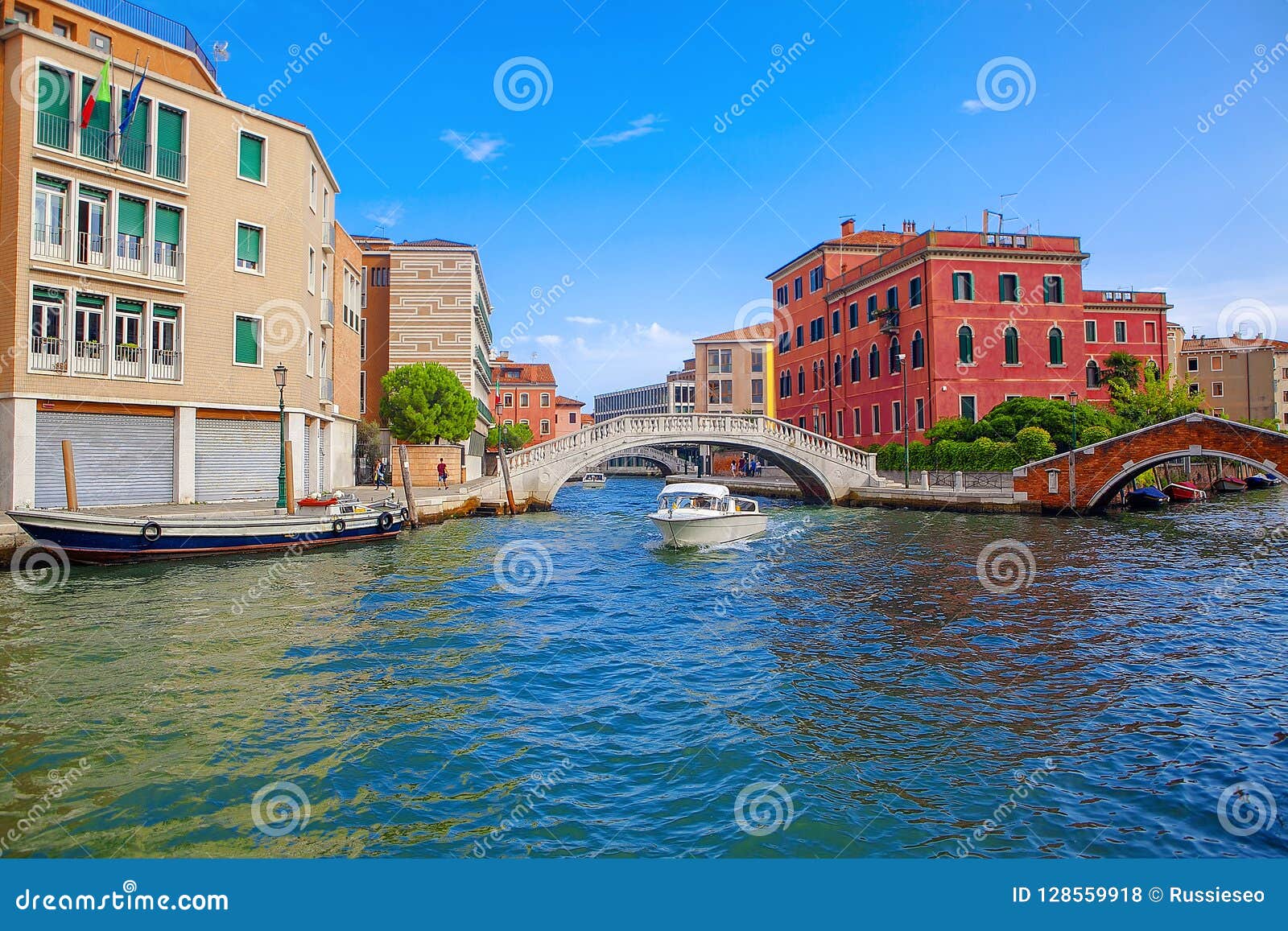 Modern Venice stock photo. Image of gondolas, sail, taxi - 128559918