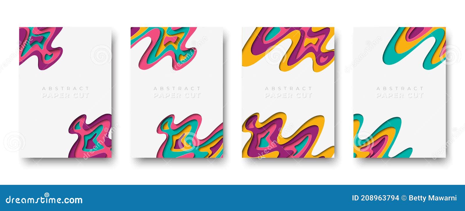 Modern Vertical Banners Set with Abstract Multi Layer Paper Cut ...