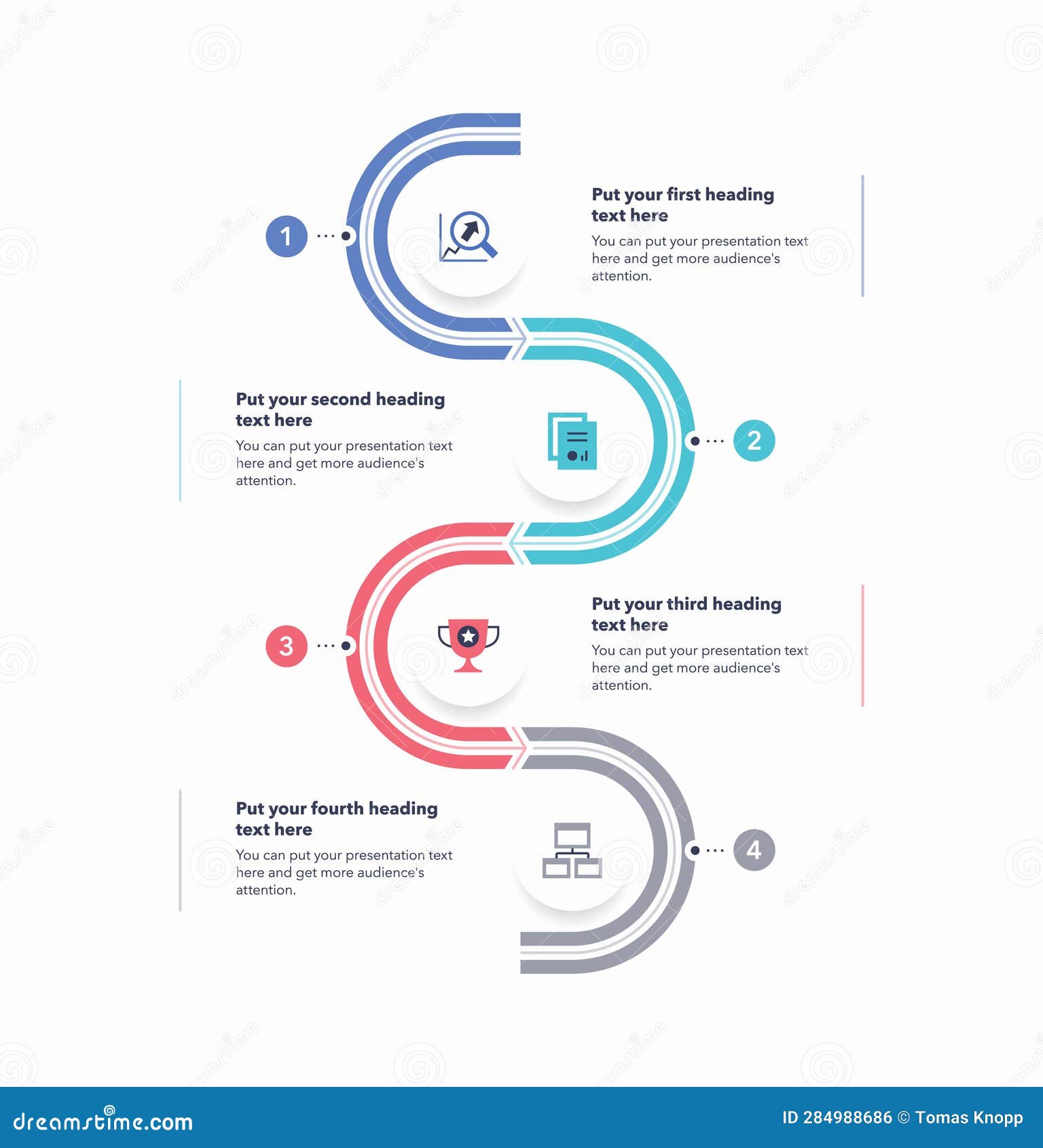 Modern Vertical Infographic Process with Four Colorful Options Stock ...