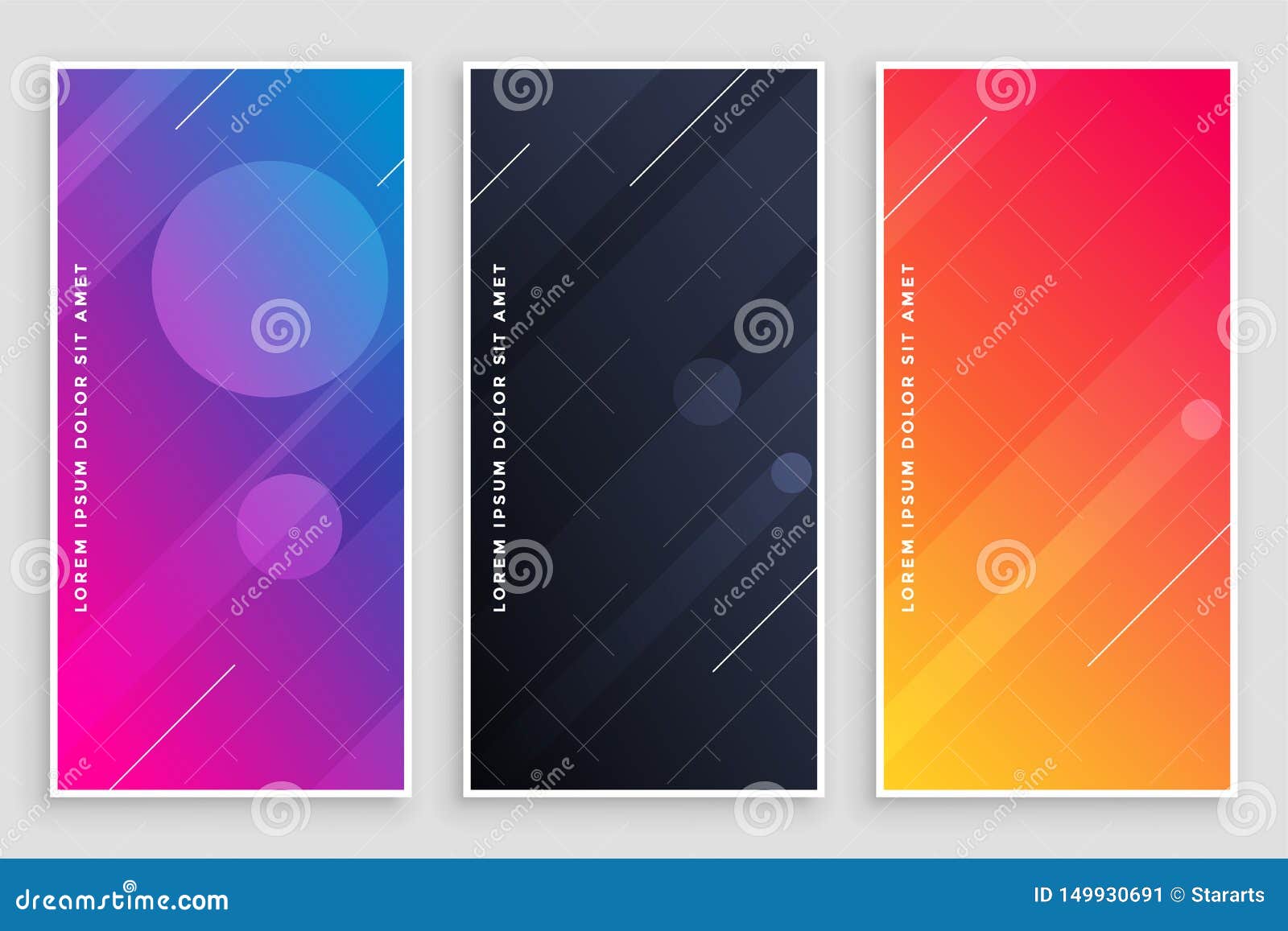 Modern Vibrant Banners Design Set Stock Vector - Illustration of ...
