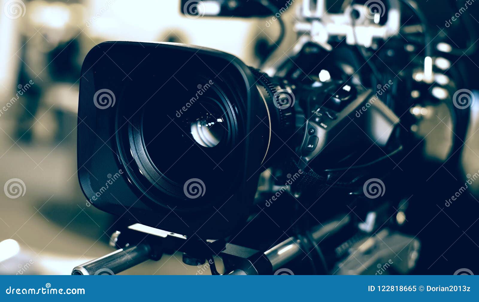 Modern Video Camera with Microphone Stock Image - Image of press ...