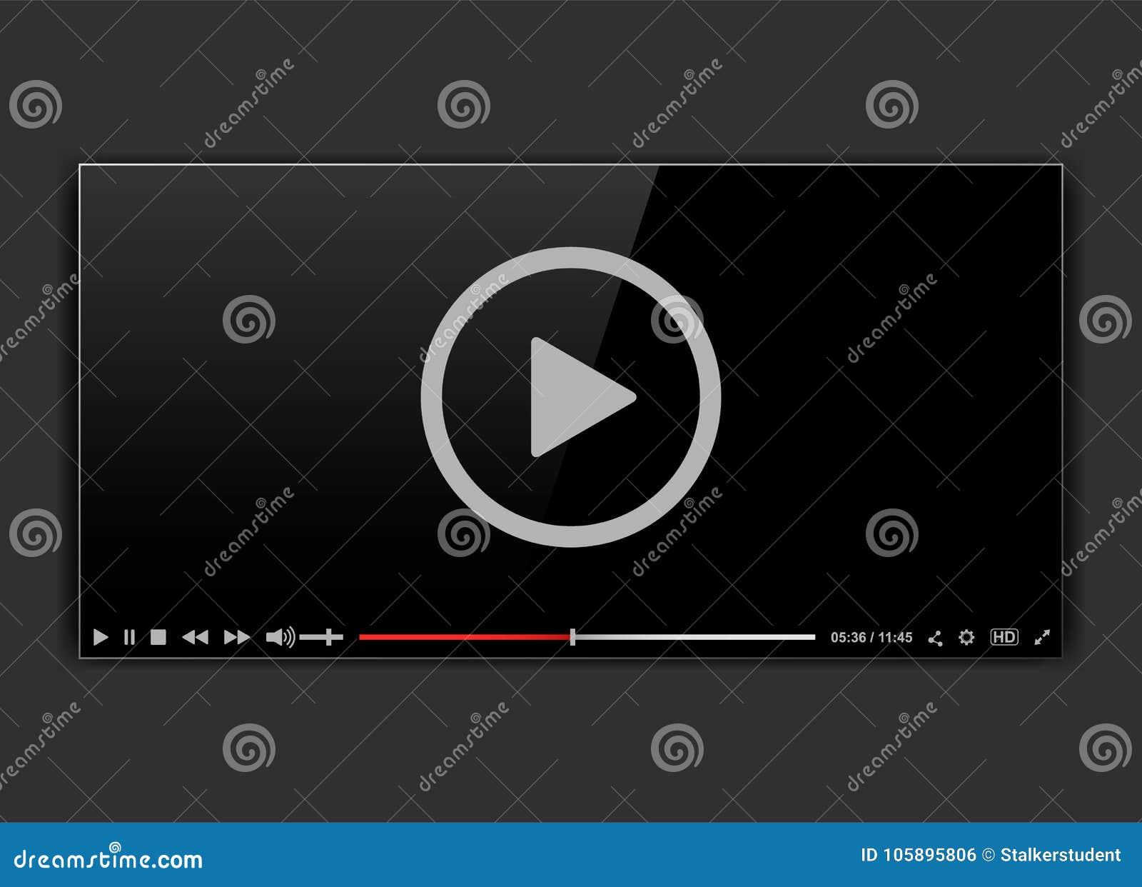 Modern Video Frame. Video Player Interface Mokup or UI for Web. Vector ...