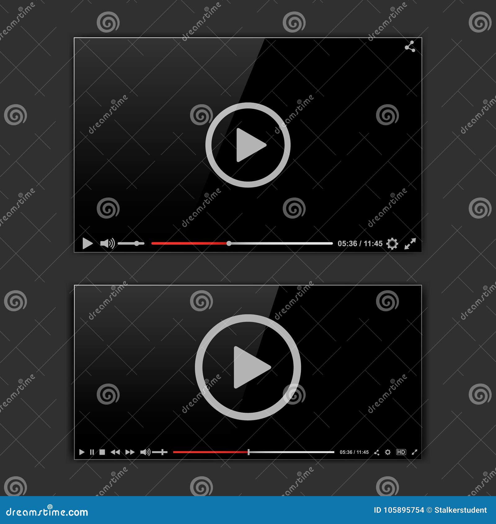 Modern Video Frame. Video Player Interface Mokup or UI for Web. Vector ... Modern Video Frame. Video Player Interface Mokup or UI for Web. Vector ...