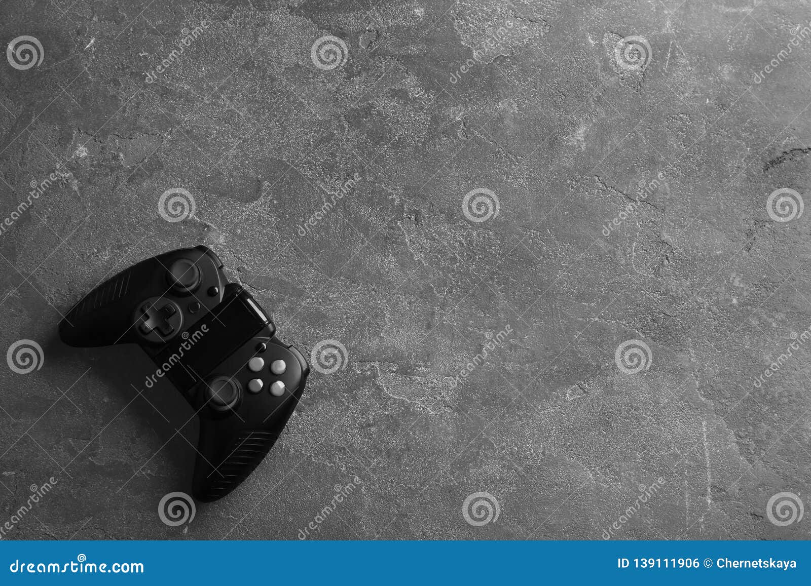 Modern Video Game Controller on Grey Background, Top View Stock Photo ...