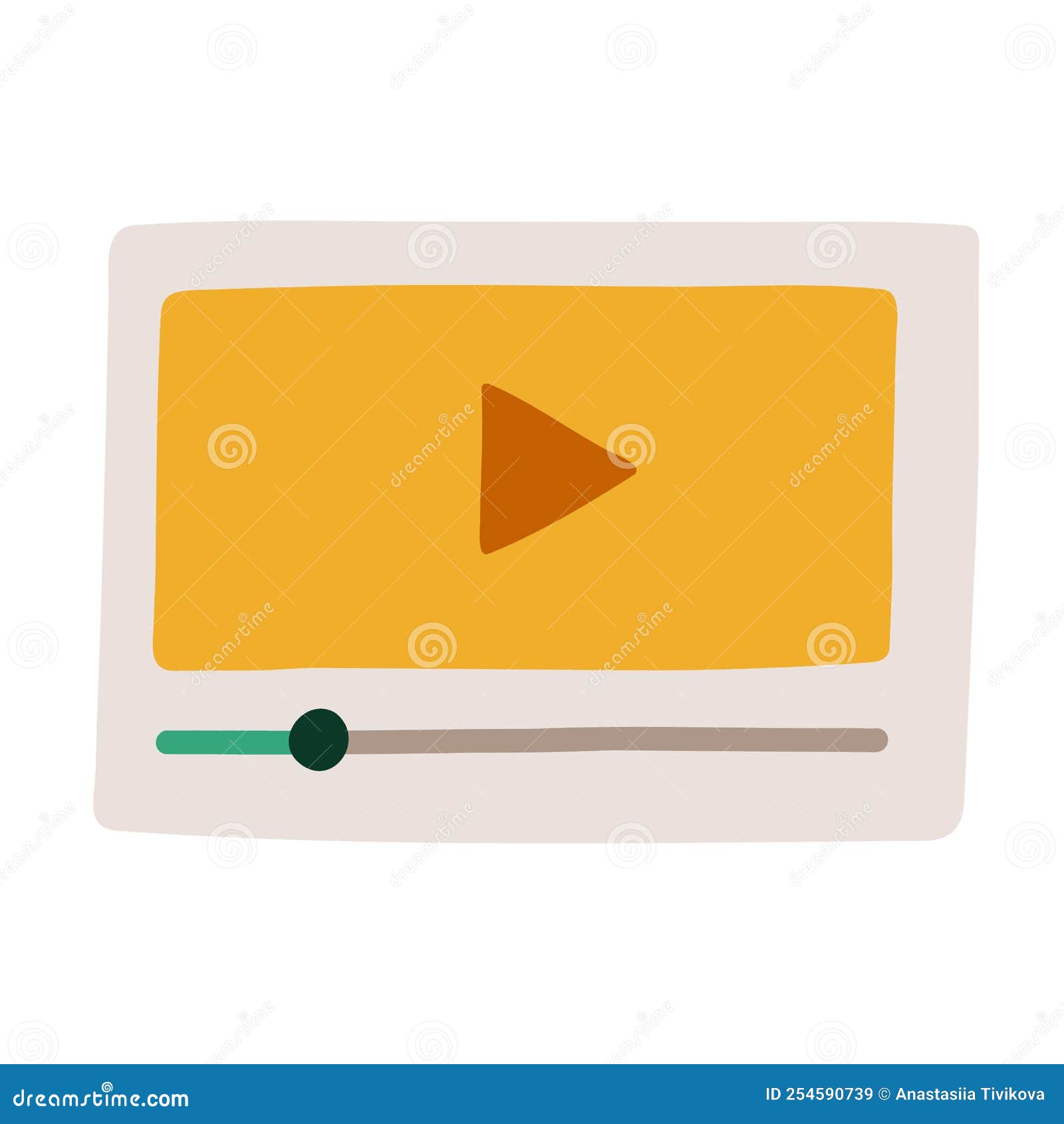 Modern Video Player. Hand Drawn Vector Flat Illustration of Computer ...