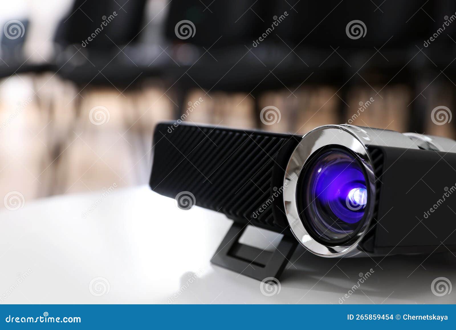 Modern Video Projector on Table in Conference Room Stock Photo - Image ...
