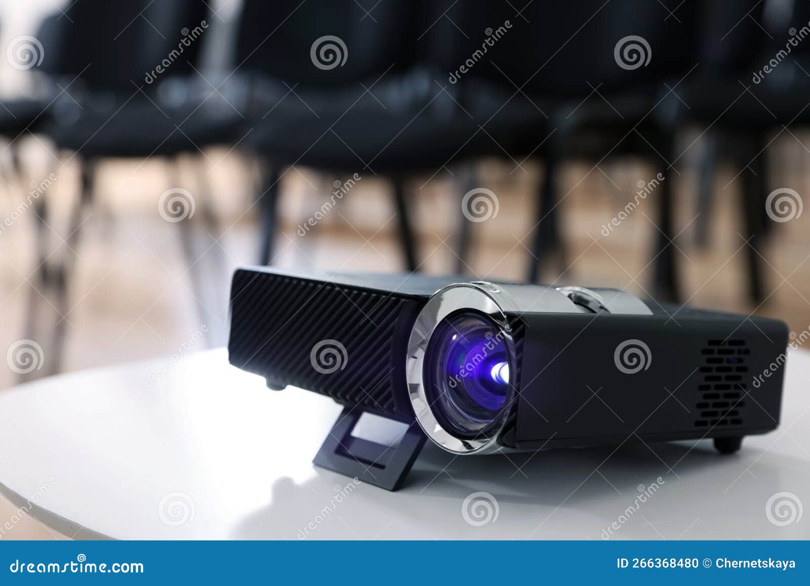 Modern Video Projector on Table in Conference Room Stock Photo - Image ...