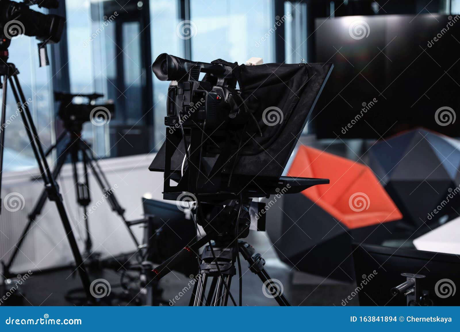Video Recording Studio with Professional Equipment, Focus on Camera ...