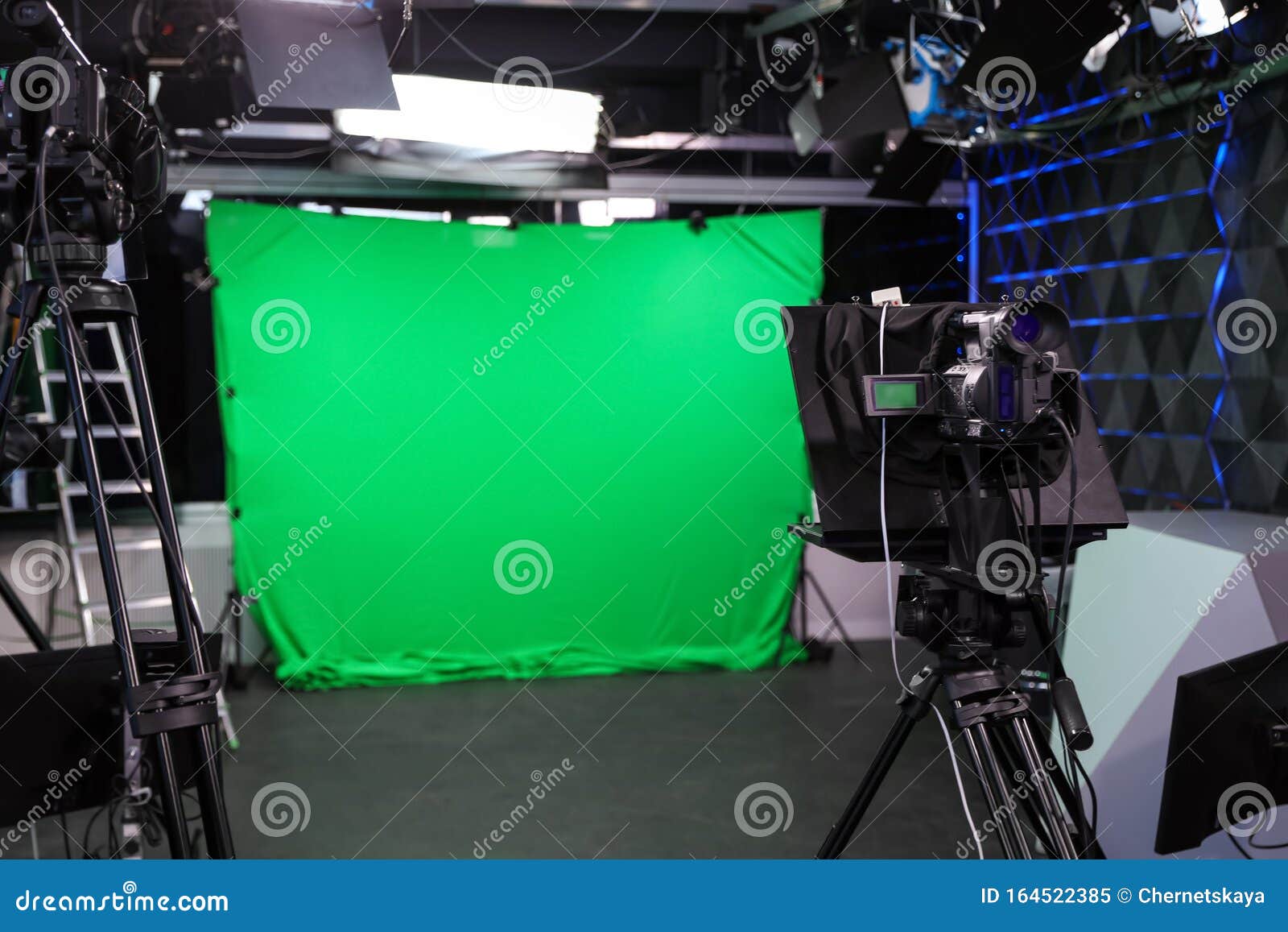 Modern Video Recording Studio with Equipment, Focus on Camera Stock ...