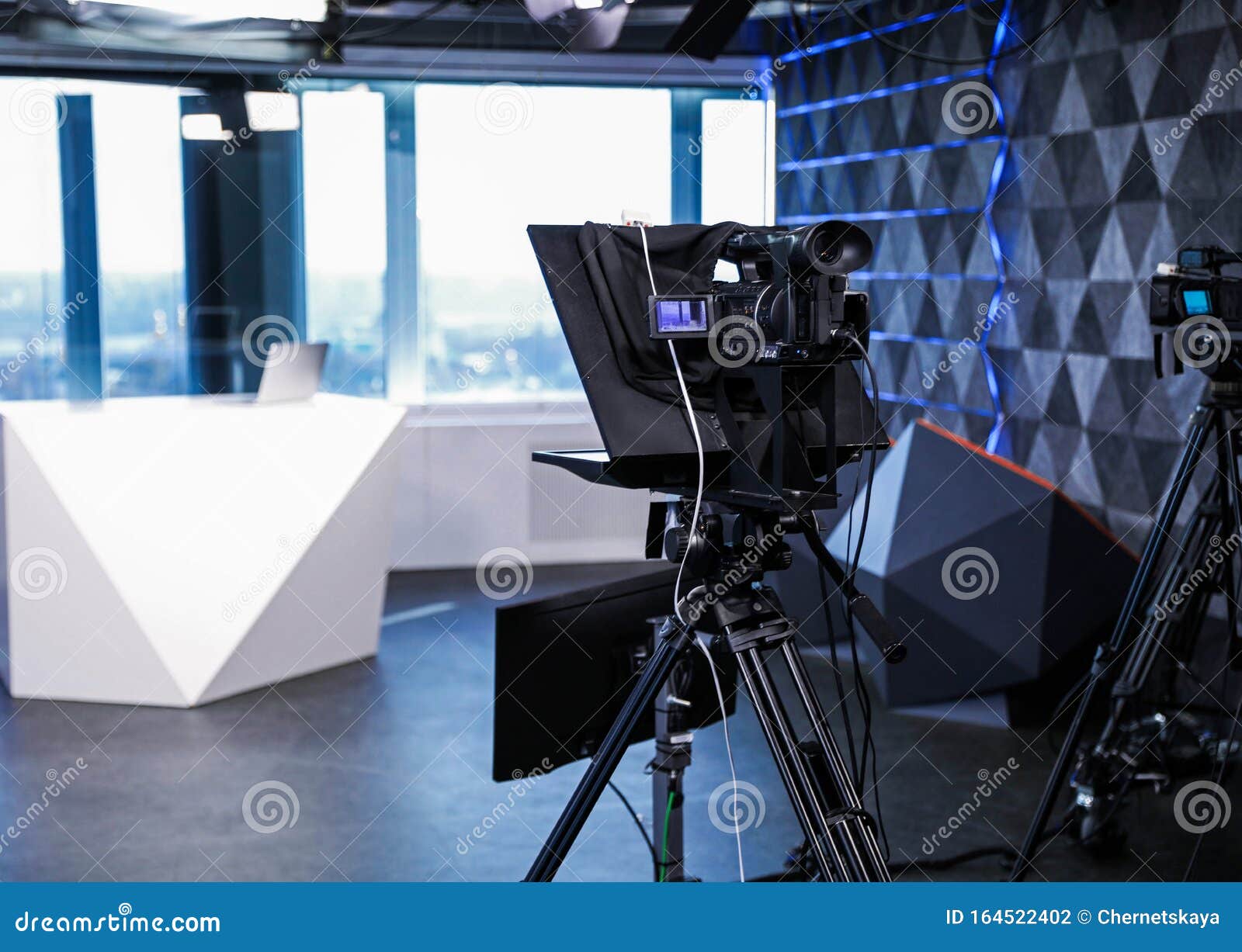 Modern Video Recording Studio with Equipment, Focus on Camera Stock ...