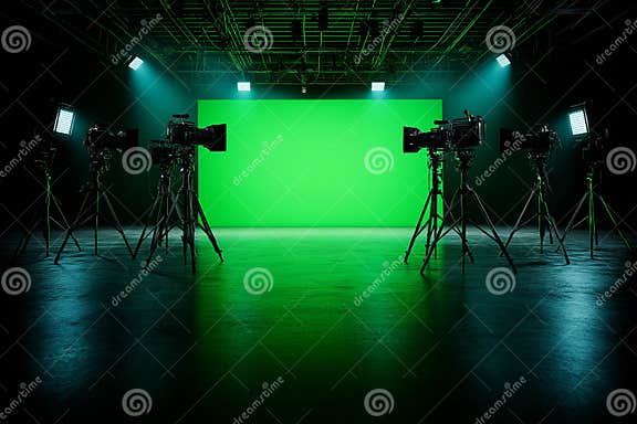 Modern Video Studio Featuring Multiple Cameras and Green Screen ...