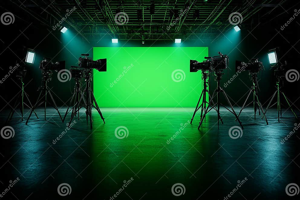Modern Video Studio Featuring Multiple Cameras and Green Screen ...