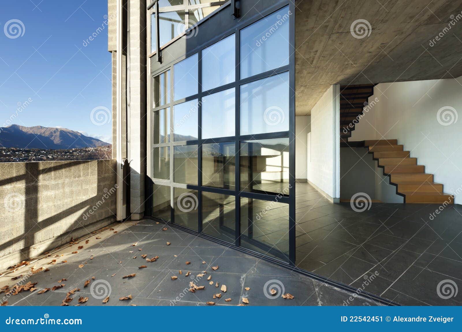 Modern villa, balcony stock image. Image of home, cement - 22542451