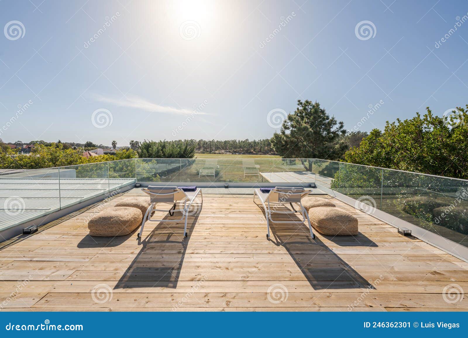 Modern Villa with Pool and Deck with Interior Stock Image - Image of ...