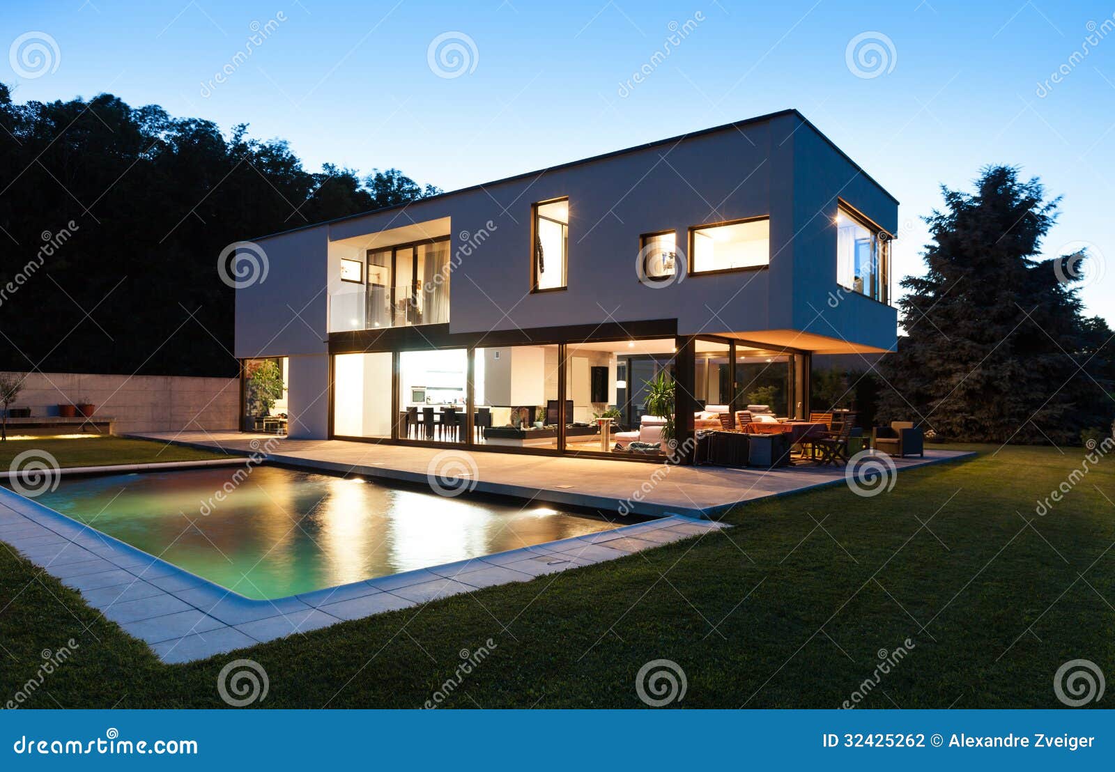 Modern villa with pool stock photo. Image of home, pool - 32425262