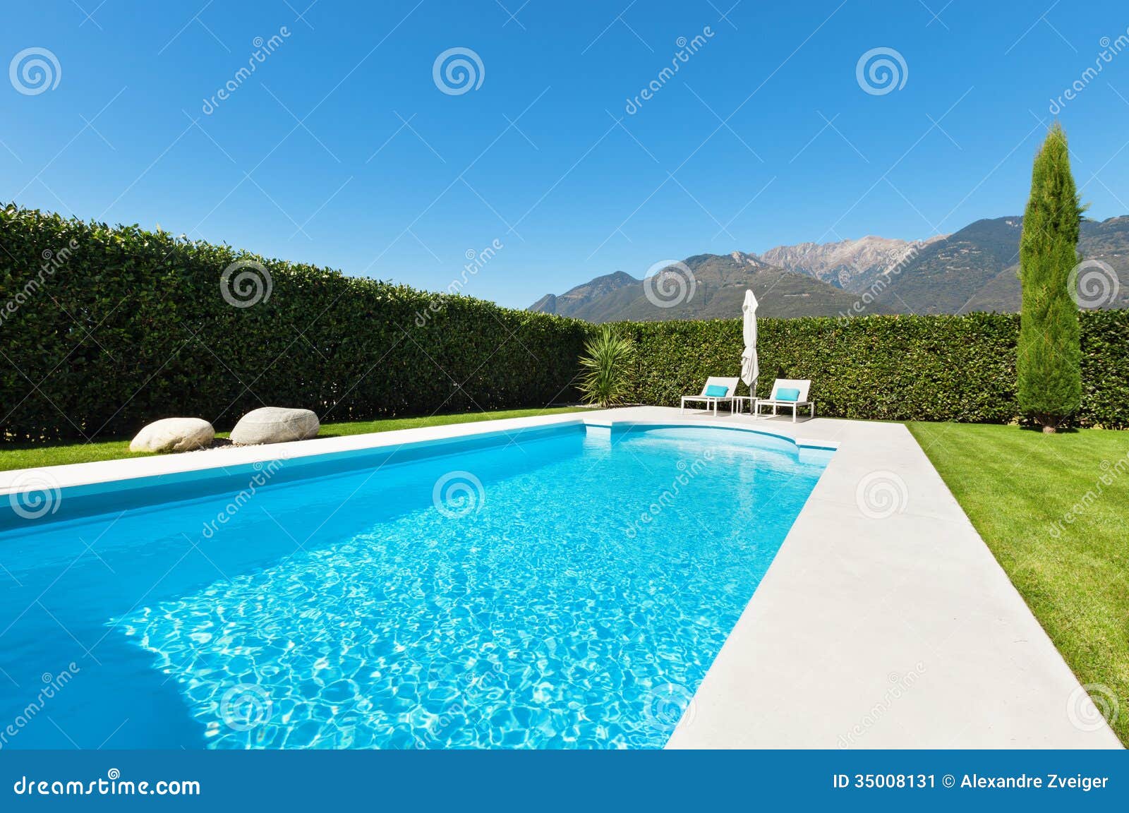 Modern villa with pool stock image. Image of beautiful - 35008131
