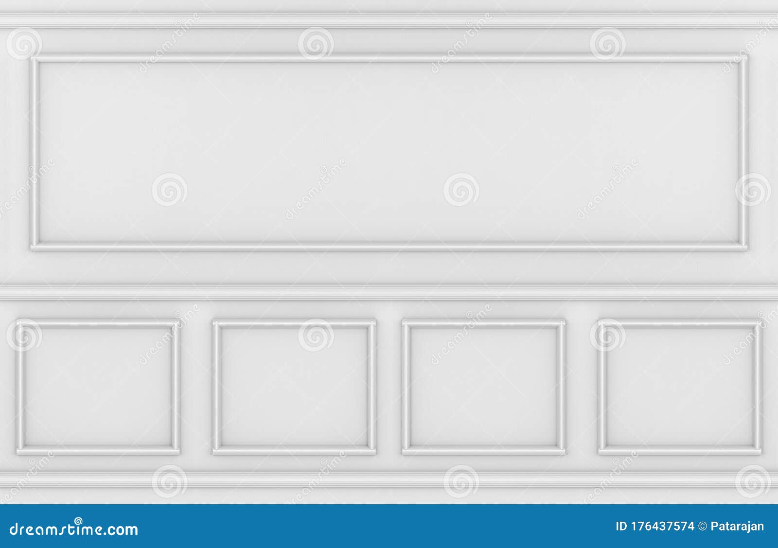 3d Rendering. Modern Vintage Classical Style Molding Square Pattern ...