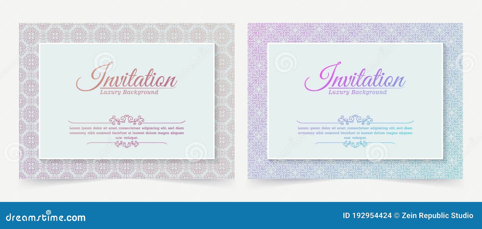 Modern Vintage Gradient Vector Invitation Card Template Stock ...