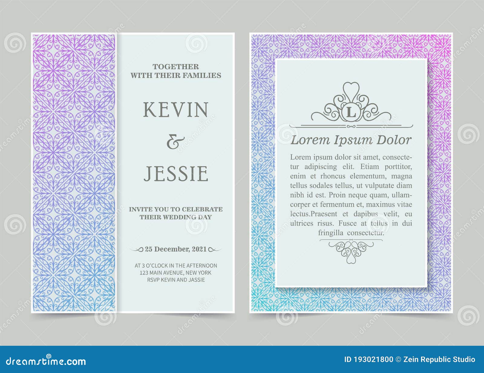 Modern Vintage Gradient Vector Invitation Card Template Stock ...