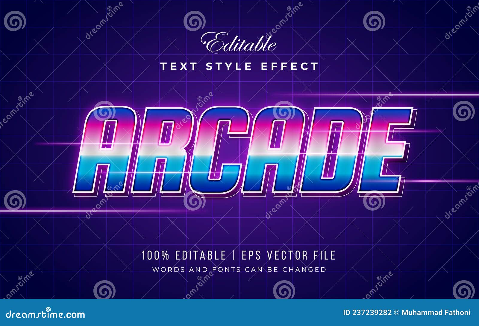 Modern Vintage Retrowave or Synthwave Editable Text Effect 80s Retro ...