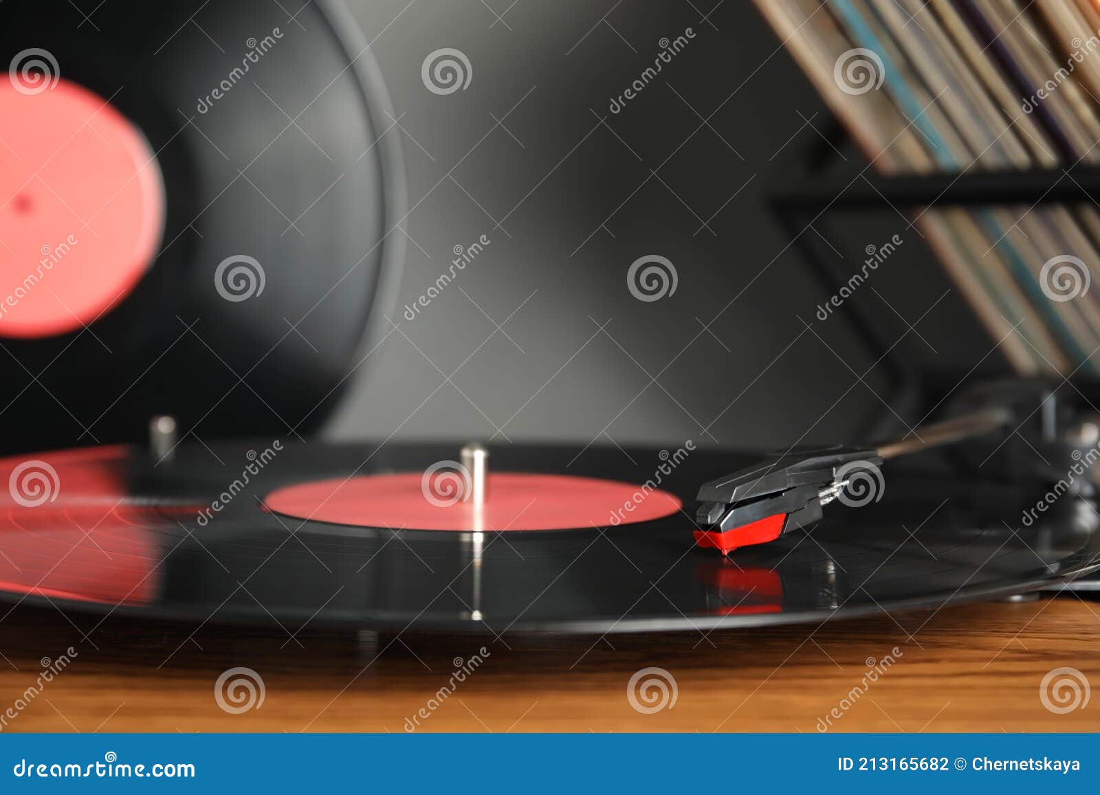 Modern Vinyl Record Player with Disc, Closeup Stock Photo - Image of ...